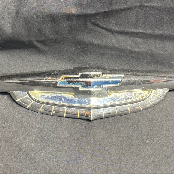 Accessories | Vintage 195s Chevrolet Black And Silver Car Emblem From ...